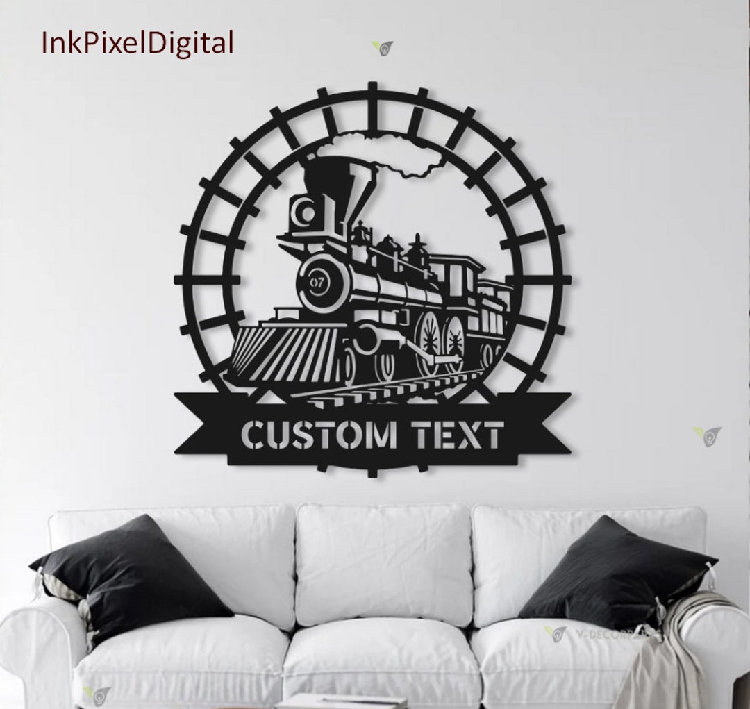 Custom Train Metal Wall Art, Railroad Wall Decor, Railroad Sign ...