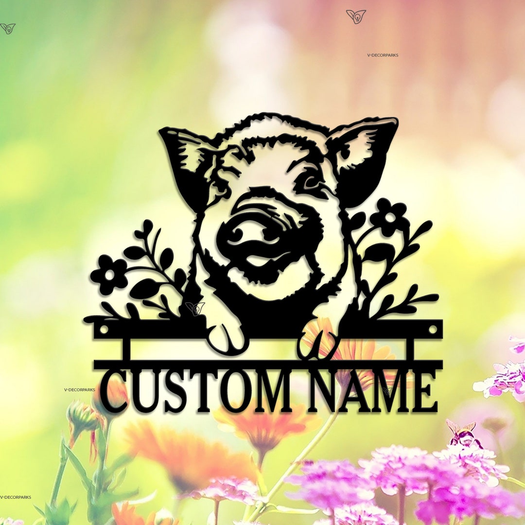 Custom Pig Metal Sign, Pig Wall Art, Pig Decor, Pig Farm Sign ...