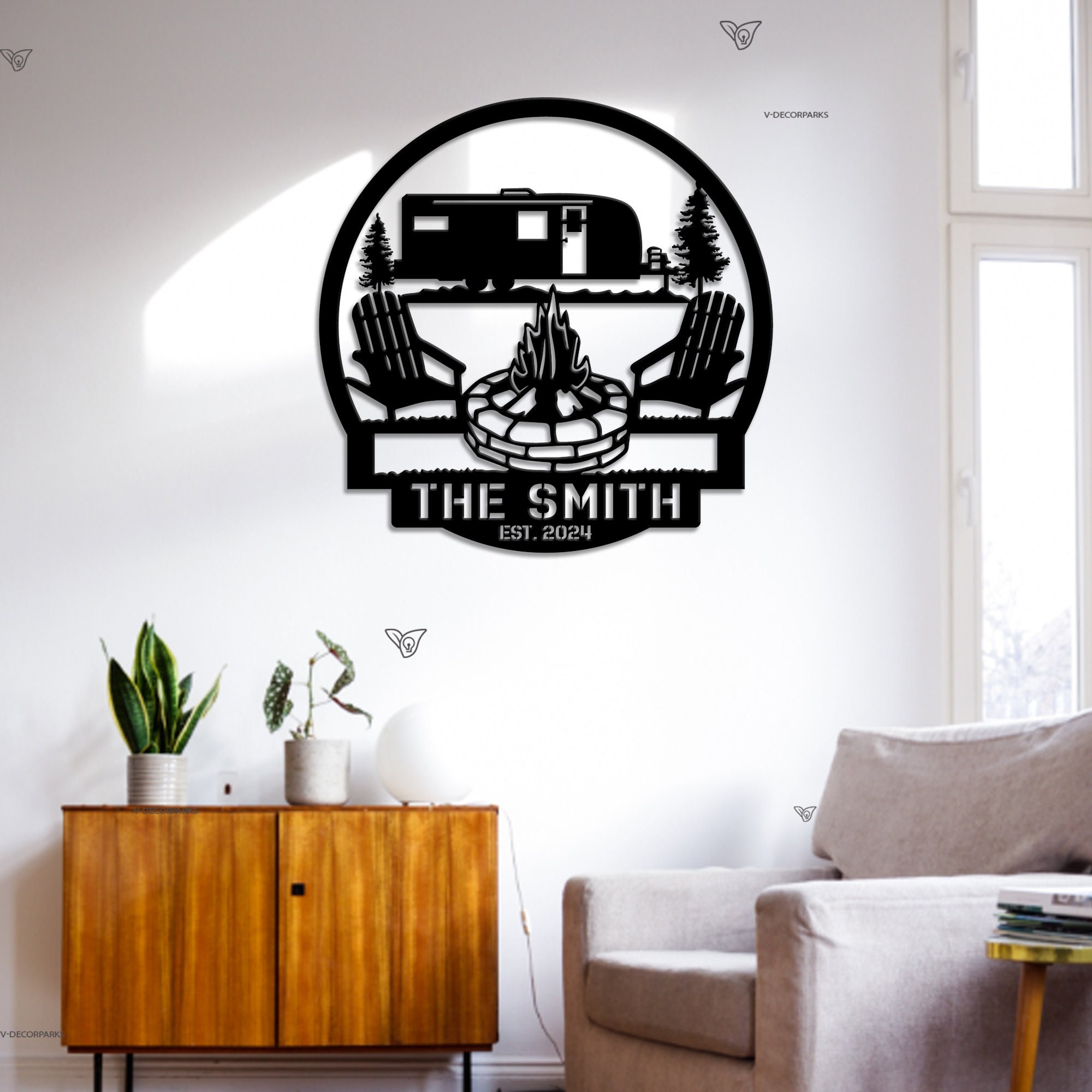 Personalized RV Trailer Metal Sign LED Light, Camp Decor Custom Camping ...