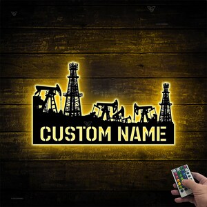 Oil Field Metal Sign LED Lights, Oil Rig Sign, Custom Oilfield Metal ...