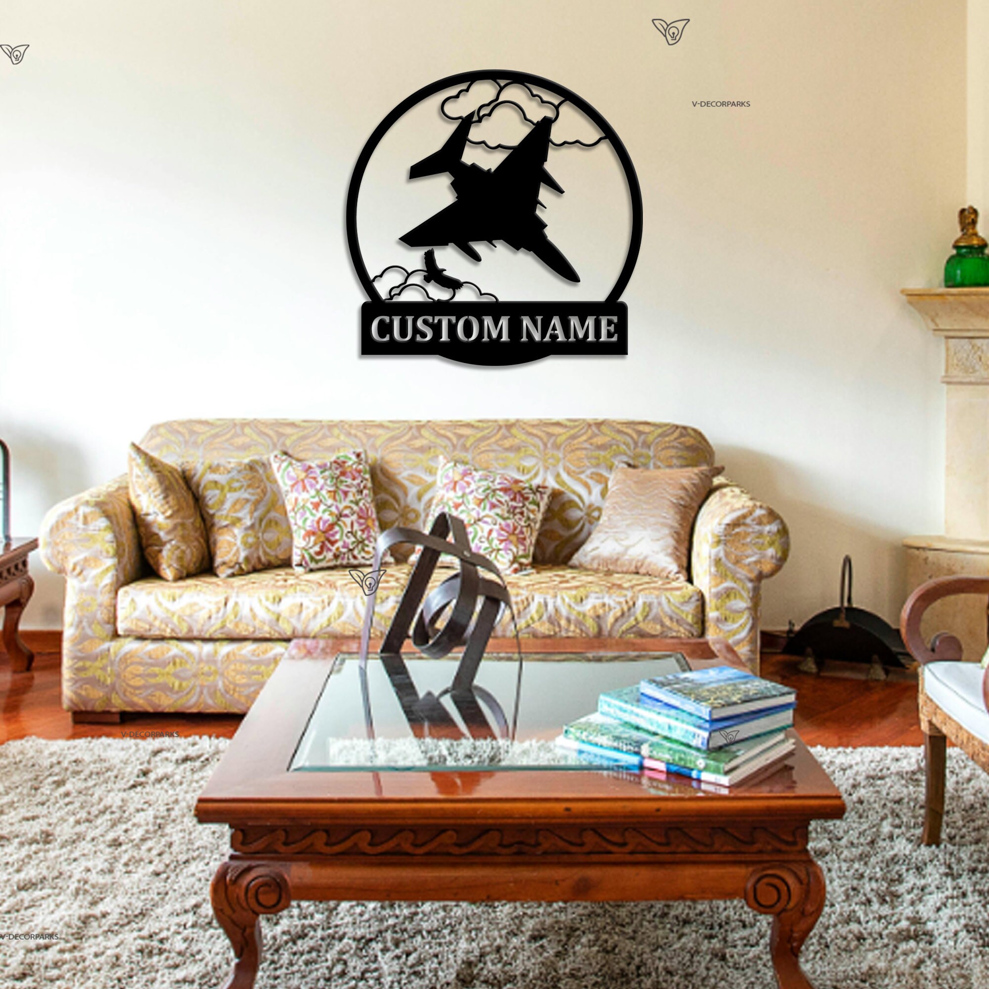 Custom Fighter Jet Metal Wall Art LED Personalized Aircraft Name Sign ...