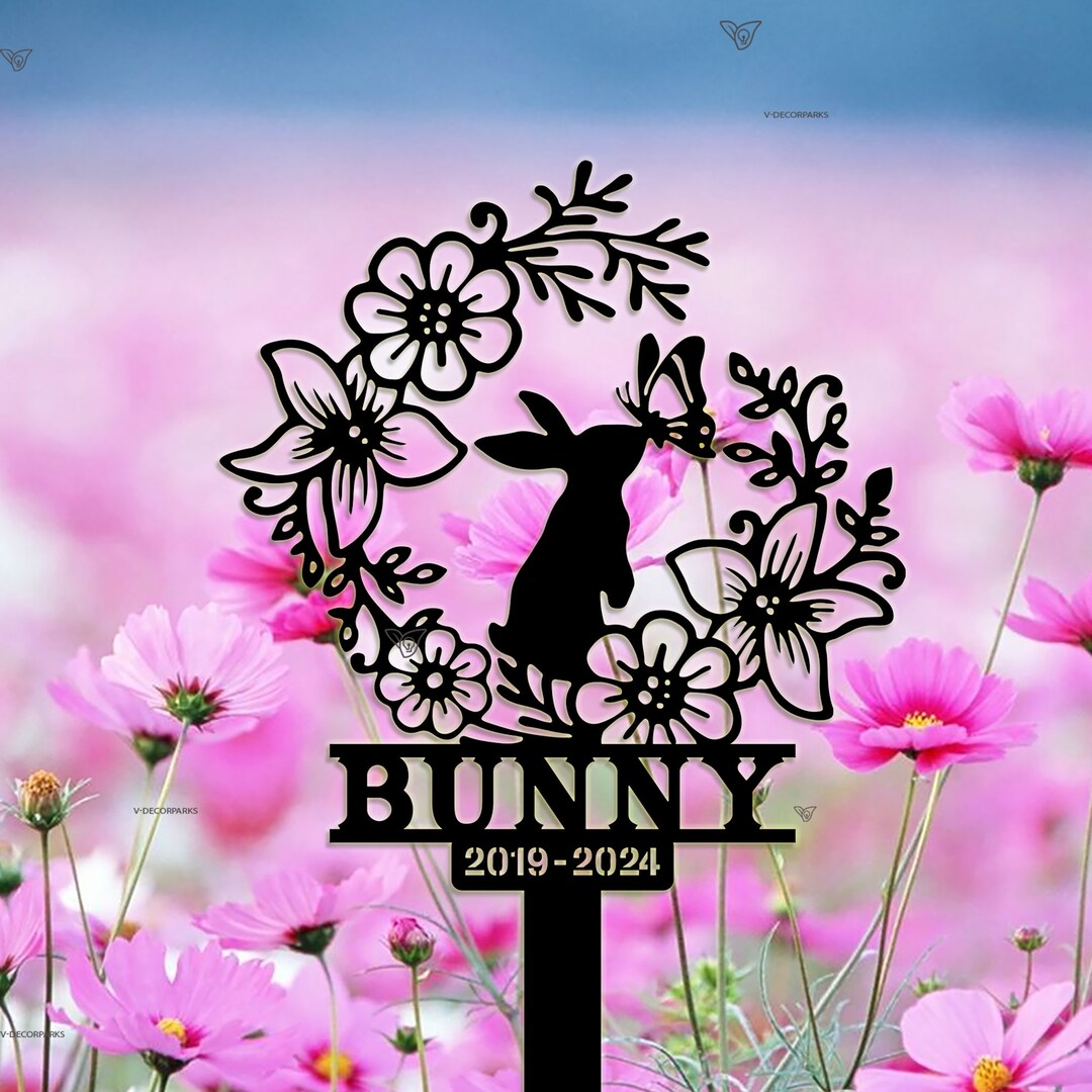 Personalized Rabbit Memorial Garden Stake, Metal Bunny Grave Marker - Etsy