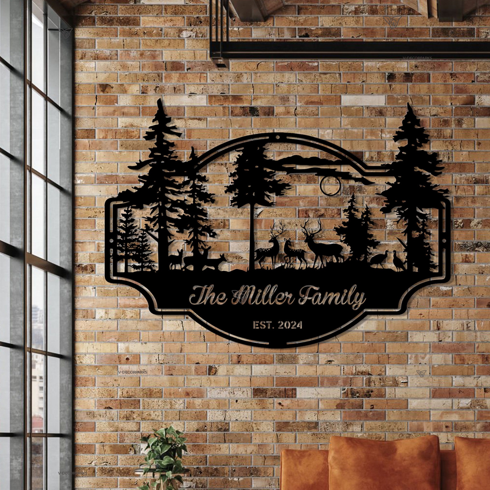 Custom Deer Forest Metal Sign, Personalized Deer Family Name Sign, Farm ...