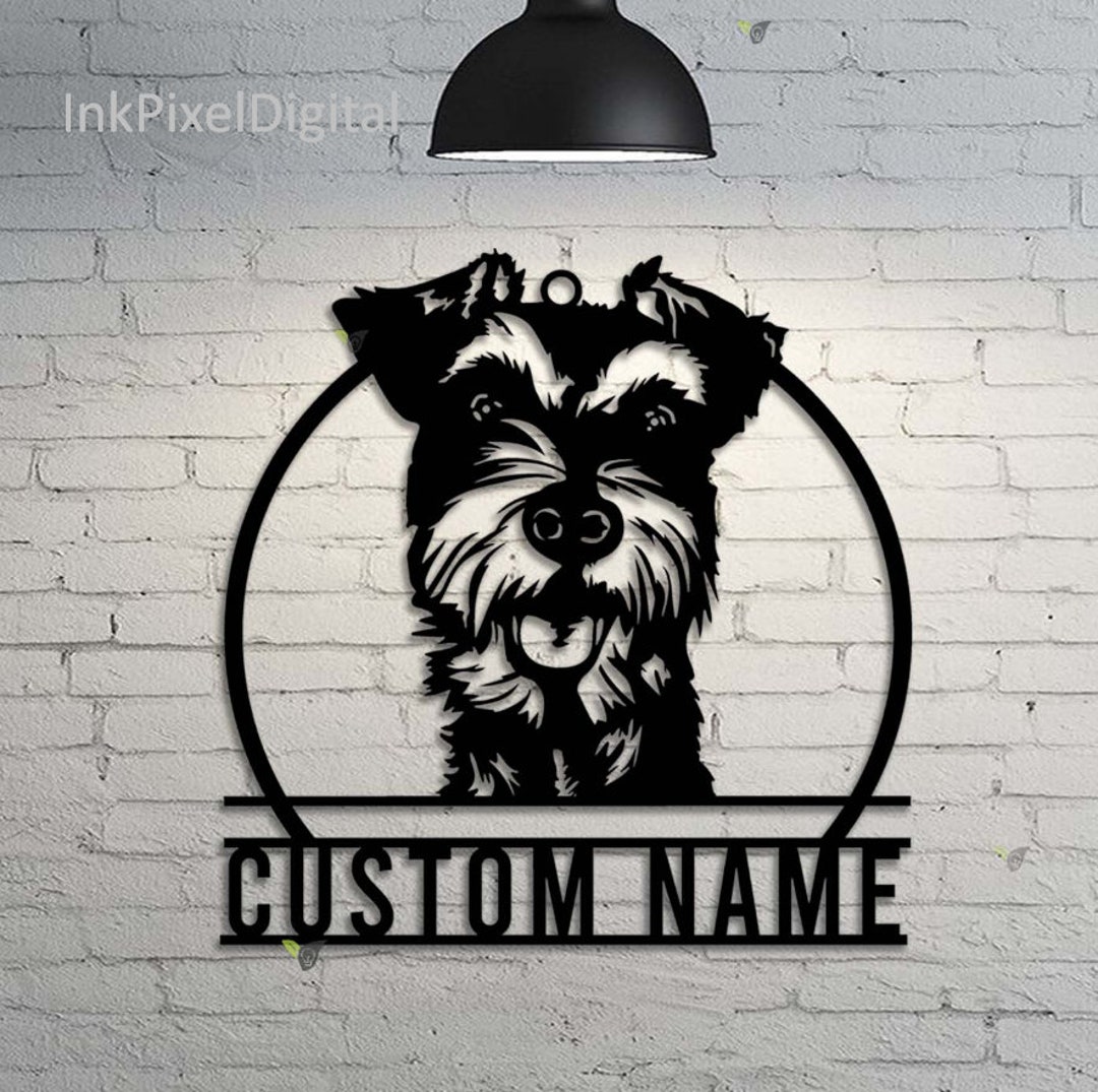 Custom Peeking Miniature Schnauzer Metal Wall Art Personalized Dog ...