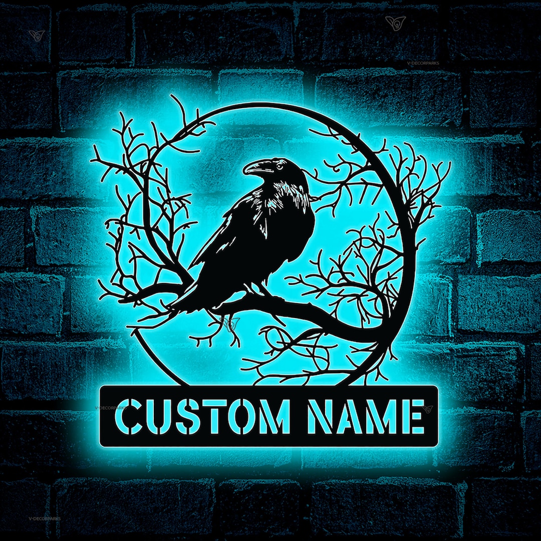 Custom Crow Metal Sign LED Light,raven Sign,personalized Black Crow ...