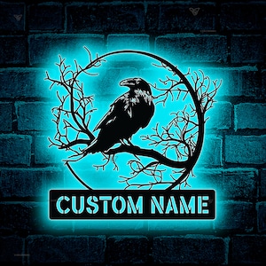 Custom Crow Metal Sign LED Light,raven Sign,personalized Black Crow ...