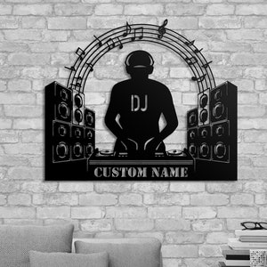 Personalized DJ Disc Jockey Music Metal Wall Art LED Custom DJ Name ...