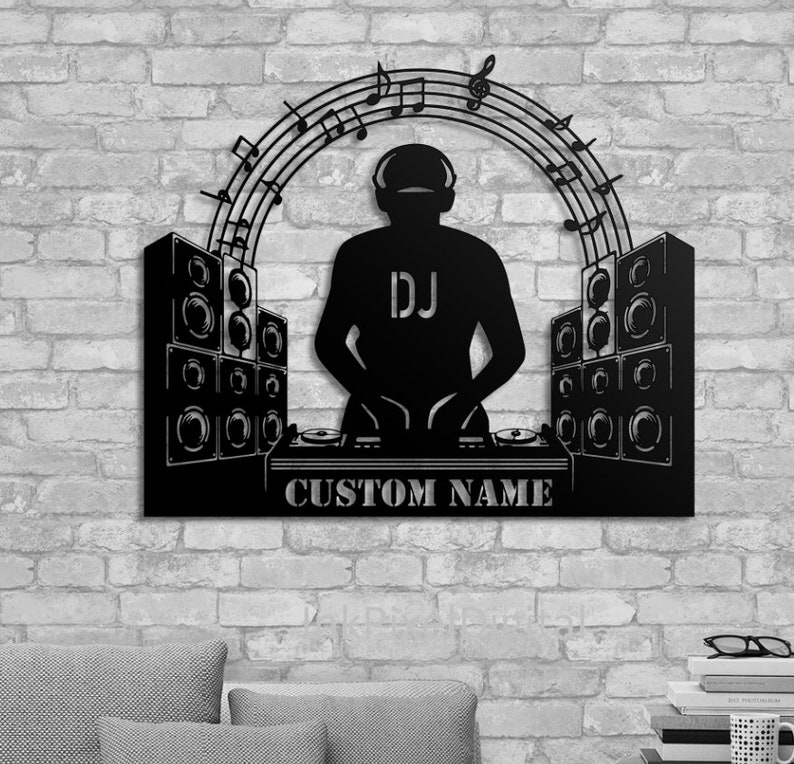 Personalized DJ Disc Jockey Music Metal Wall Art LED Custom DJ Name ...