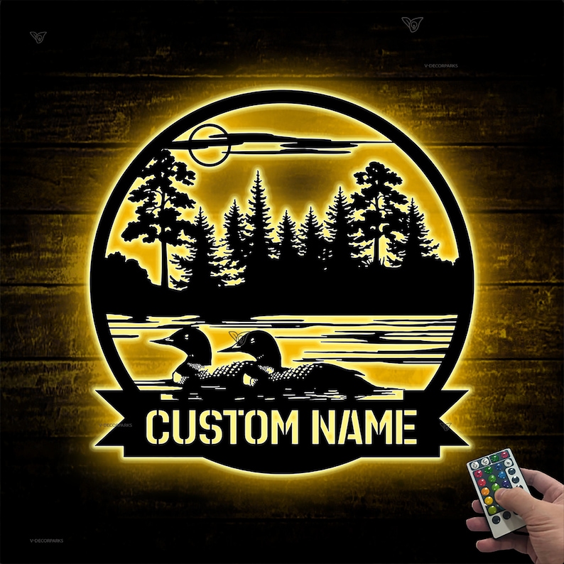 Custom Duck Cabin Metal Wall Art LED Light Lakehouse Sign Personalized ...