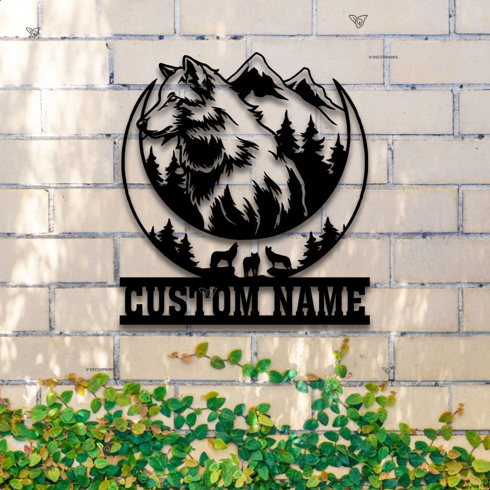Custom Wolf Wall Decor, Wolf Family, Wolf Metal Sign,howling Wolf Sign ...