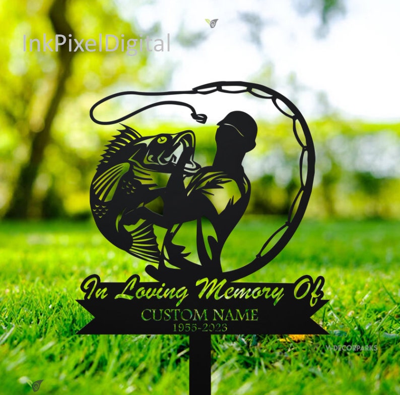 Personalized Fisherman Memorial Stake,fisher Memorial Stake Fishing ...