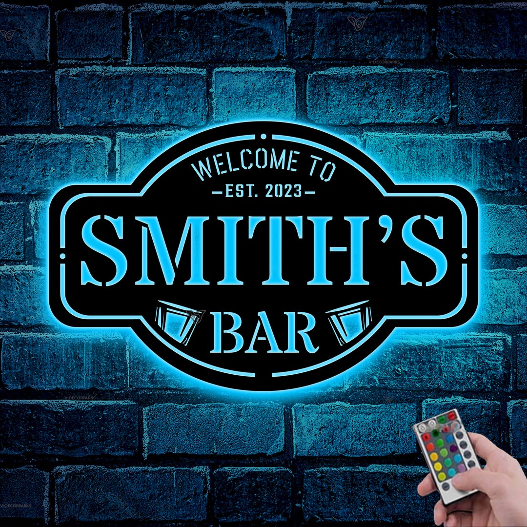 Custom LED Bar Sign, Personalized Pub Decor, 16-gauge Steel - Etsy