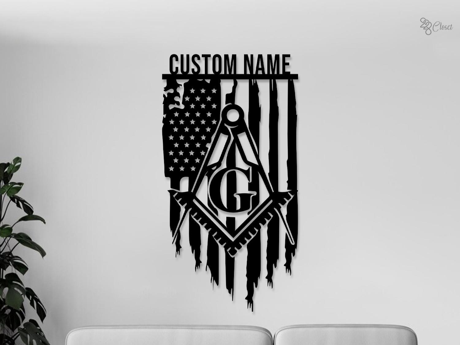 Custom Masonic Wall Art , Masonic Symbol Hanging Wall, Personalized ...