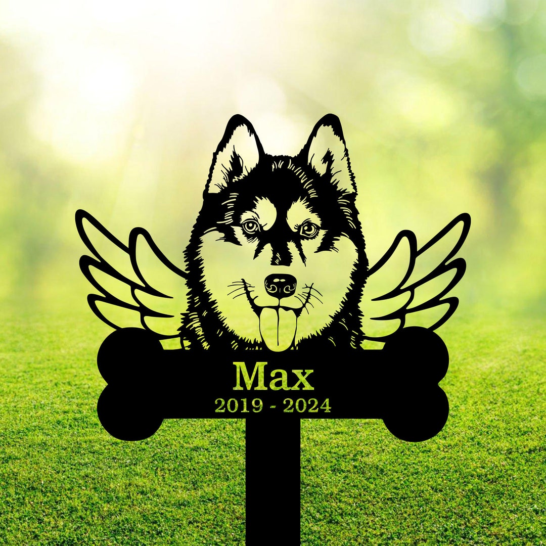 Personalized Husky Dog Memorial Stake, Dog Name Sign, Husky Sign,metal ...