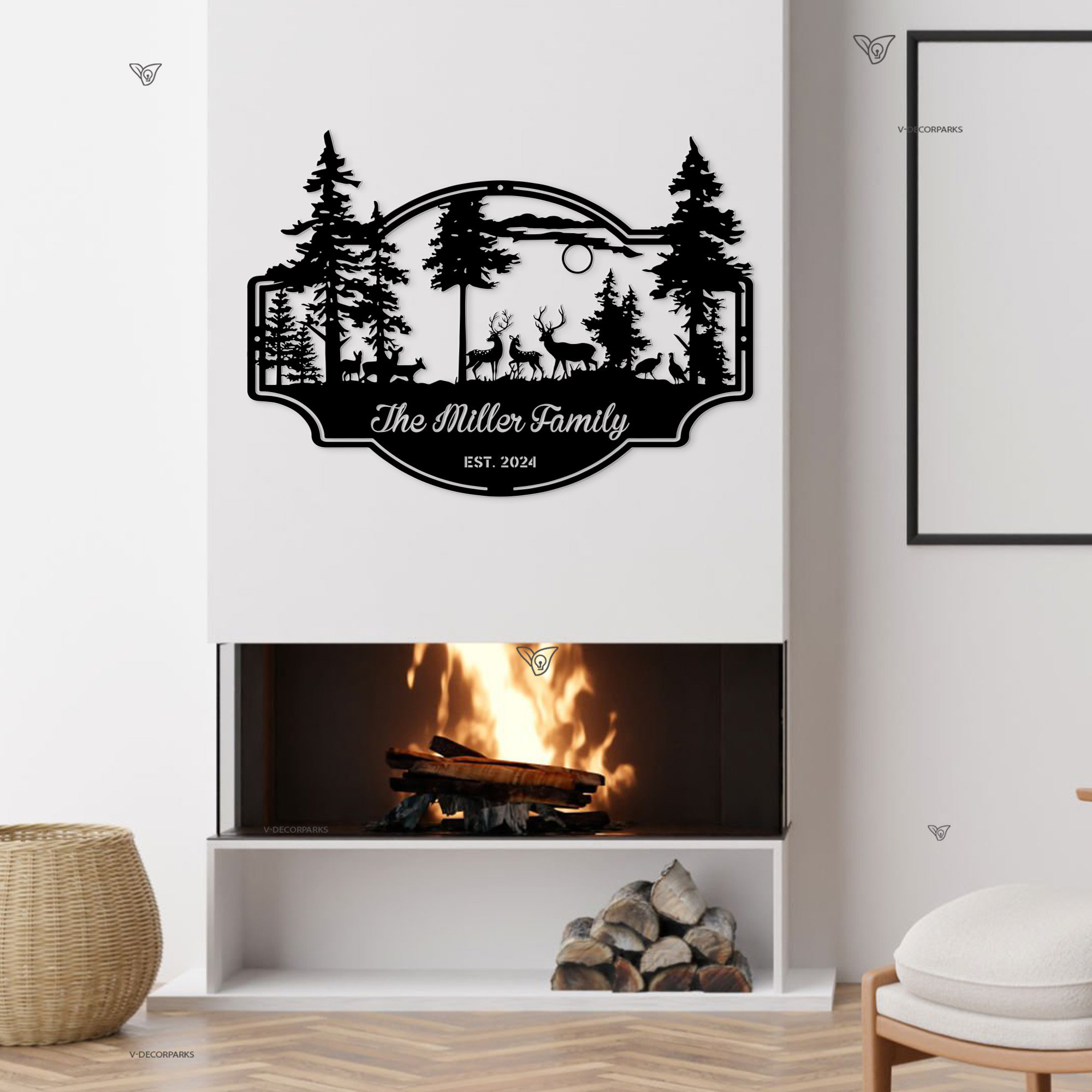 Custom Deer Forest Metal Sign, Personalized Deer Family Name Sign, Farm ...