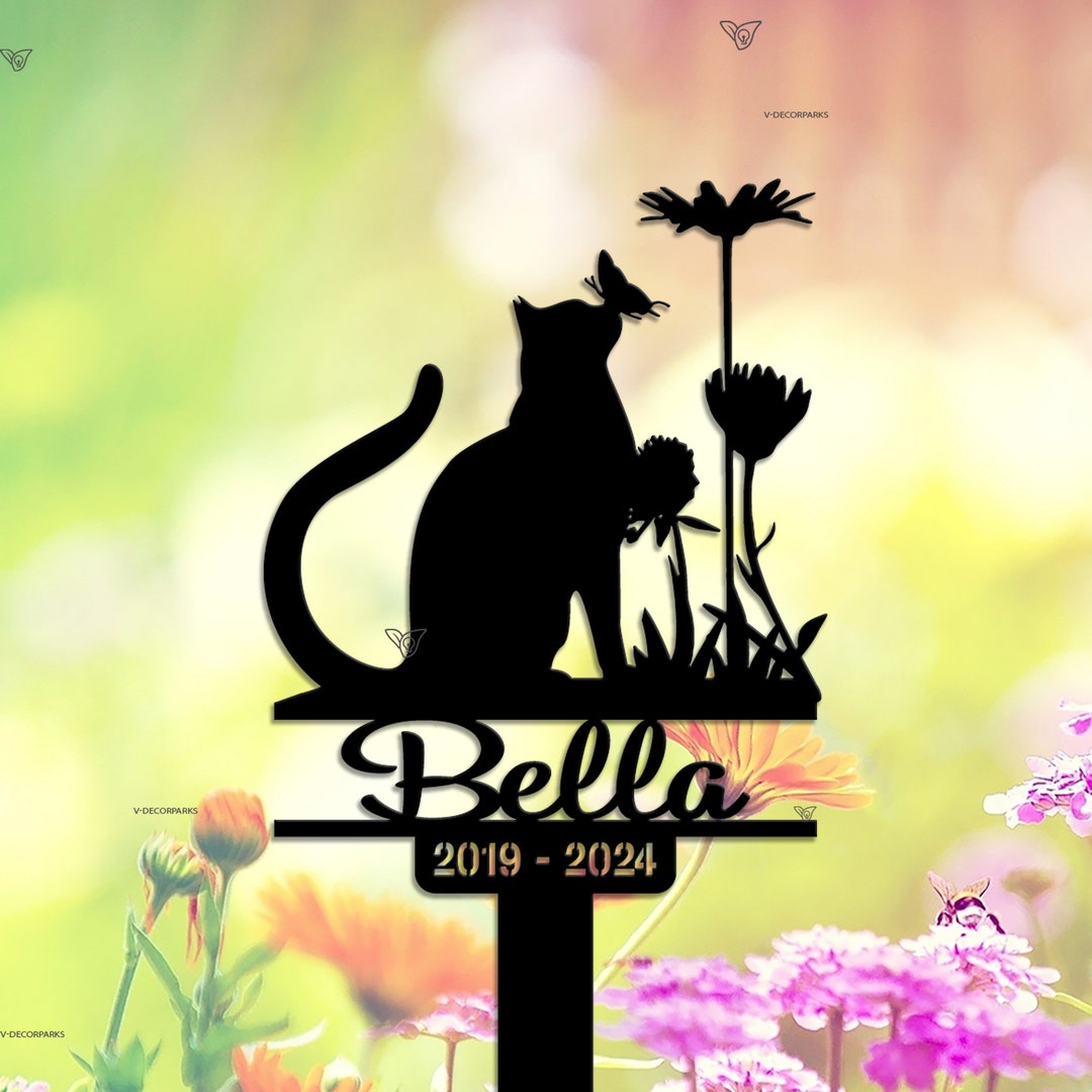 Custom Cat Memorial Stake, Cat Grave Marker, Cat Name Sign, Pet ...