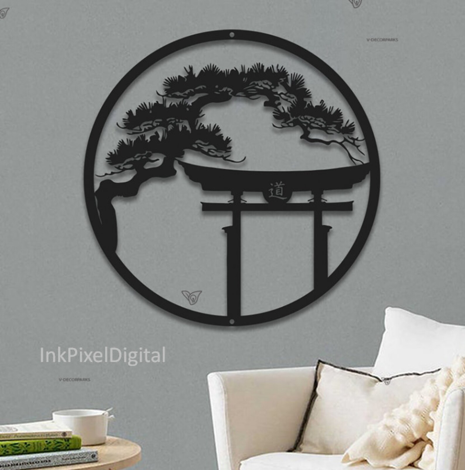 Japanese Metal Art,tori Gate Art Bonsai Tree Metal Wall Art Japanese ...