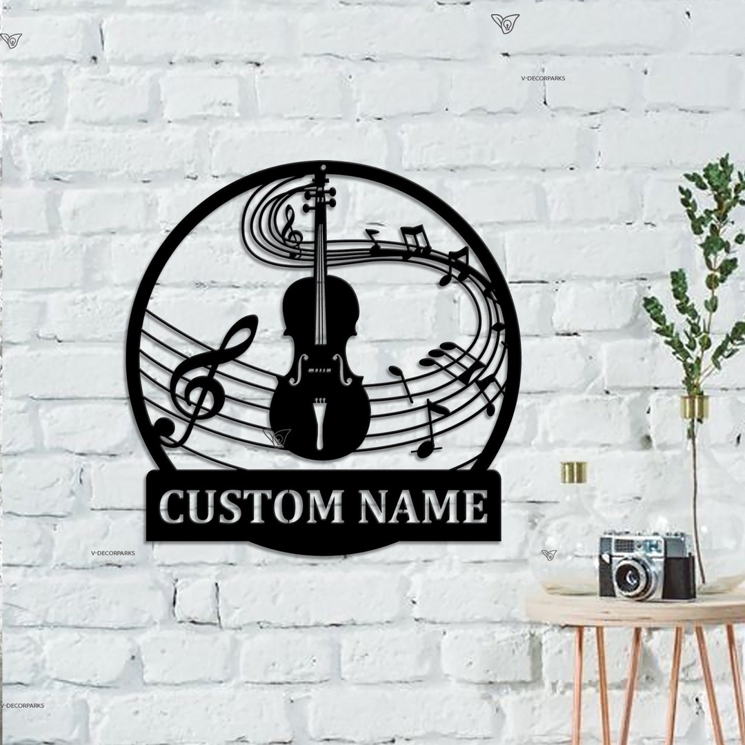 Cello Monogram Metal Sign Art, Custom Violin Player Name Sign, Cello ...