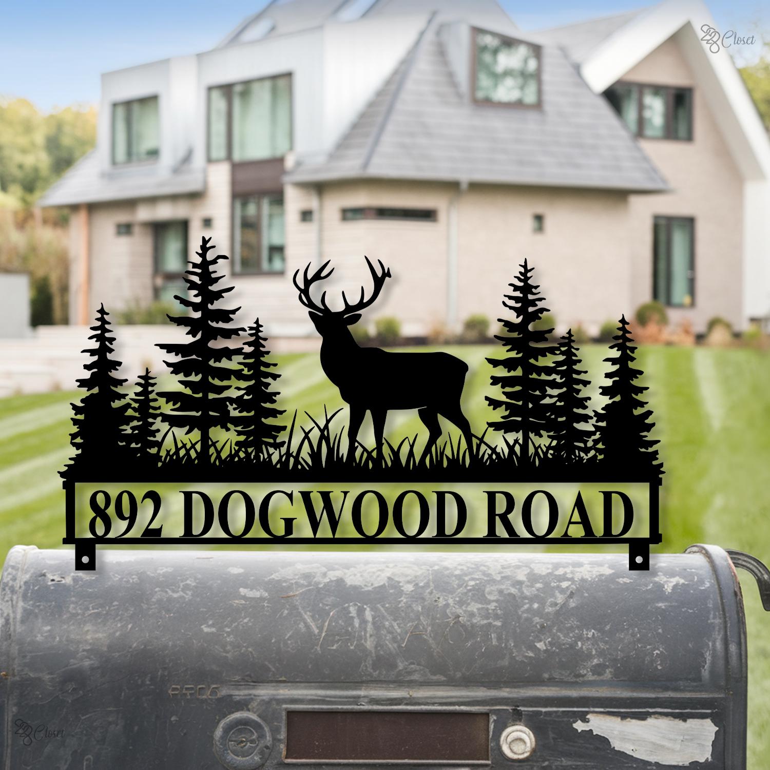 Custom Metal Mailbox Topper – Personalized Address Sign, Deer Design - Etsy
