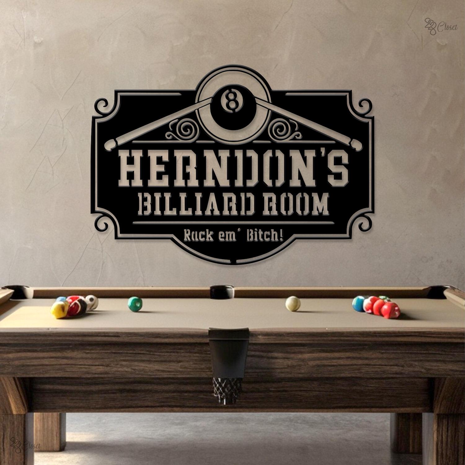 Custom Billiards LED Sign, Personalized Pool Room Light, Billiard Room ...