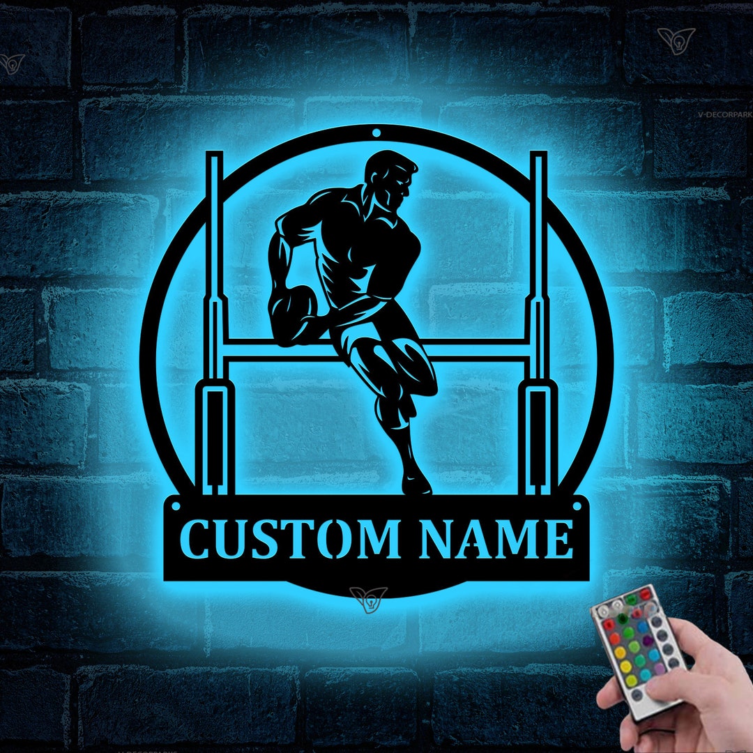 Metal Rugby Sign Rugby Union Metal Sign LED Lights, Custom Rugby Union ...