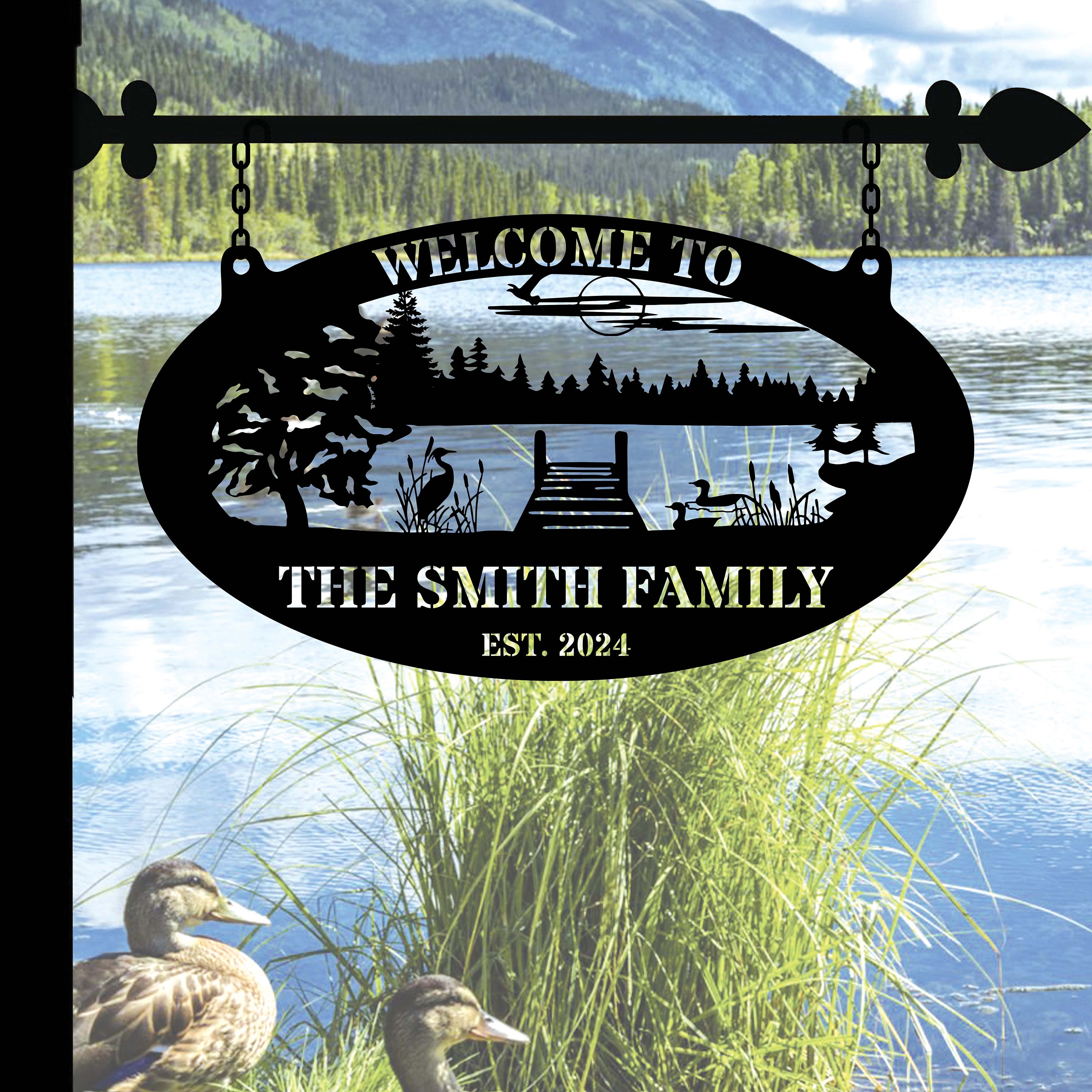 Custom Lake Dock Sign , Outdoor Metal Sign, Family Lake Lot Sign, Lake ...