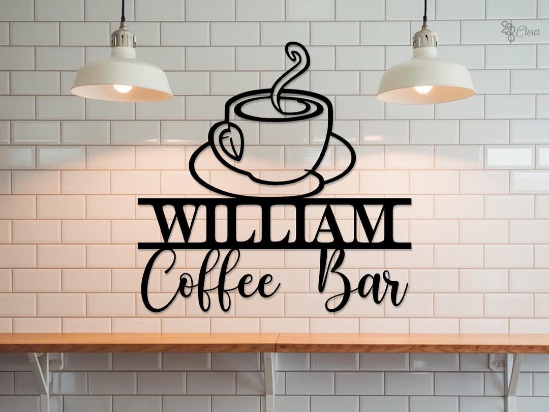 Custom Coffee Bar Metal Sign, Personalized Coffee Bar Sign, Coffee Shop ...