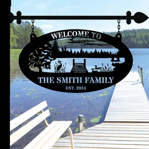 Custom Lake Dock Sign , Outdoor Metal Sign, Family Lake Lot Sign, Lake ...