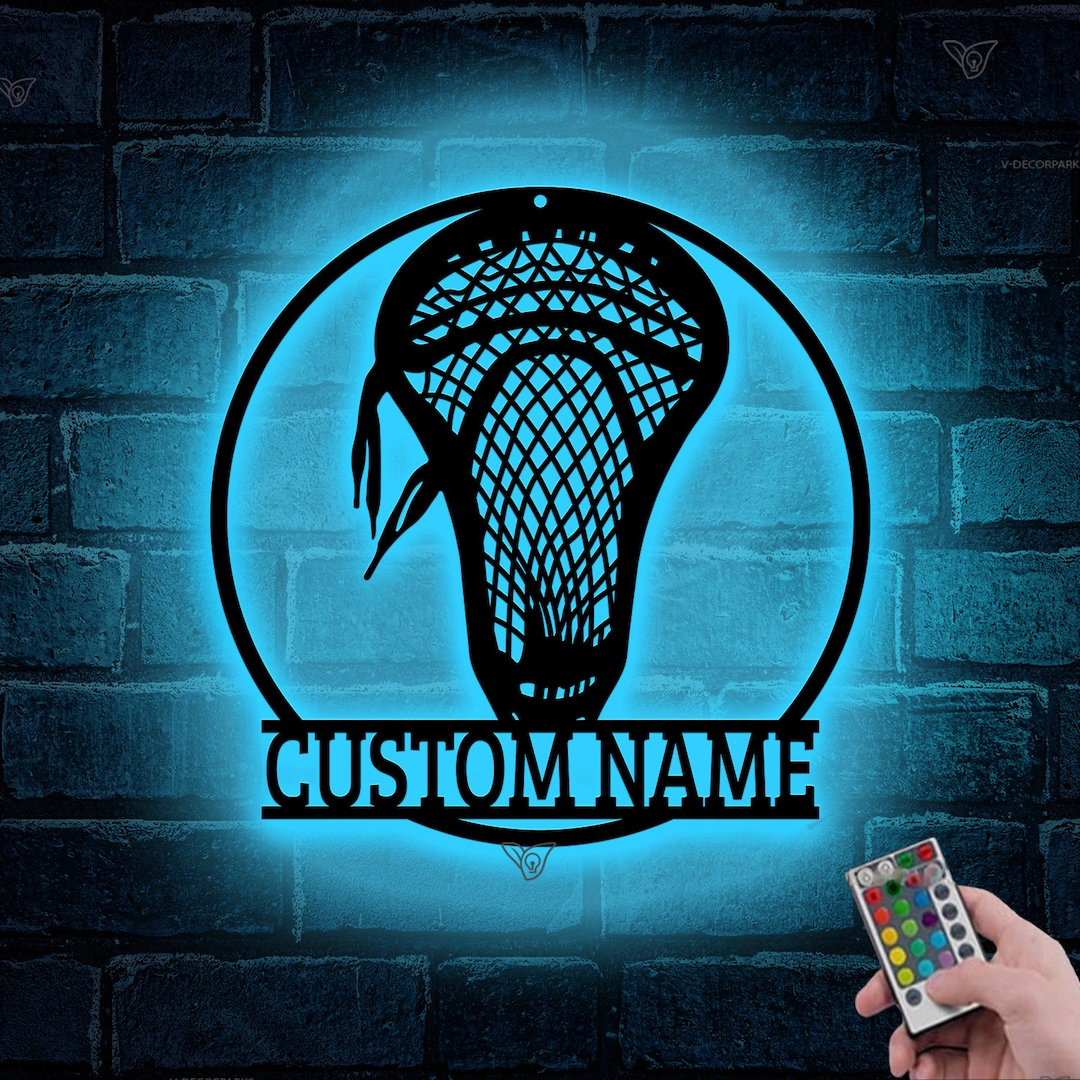 Custom Lacrosse Stick Metal Wall Art LED Light Lacrosse Sign ...