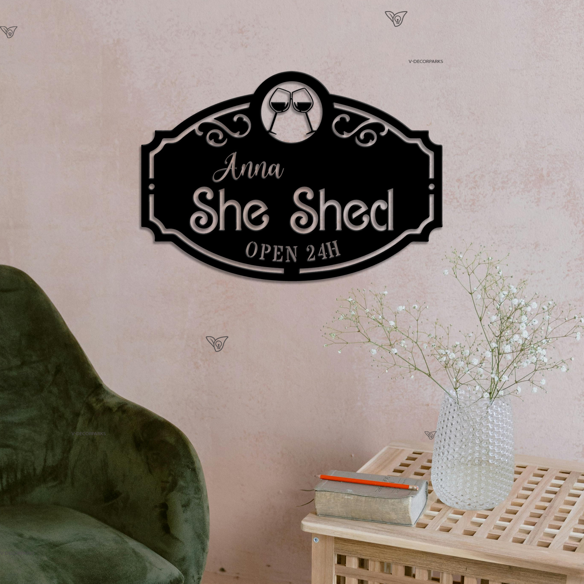 Benutzerdefinierte Metall She Shed Zeichen Led Lichter, She Shed Wand ...