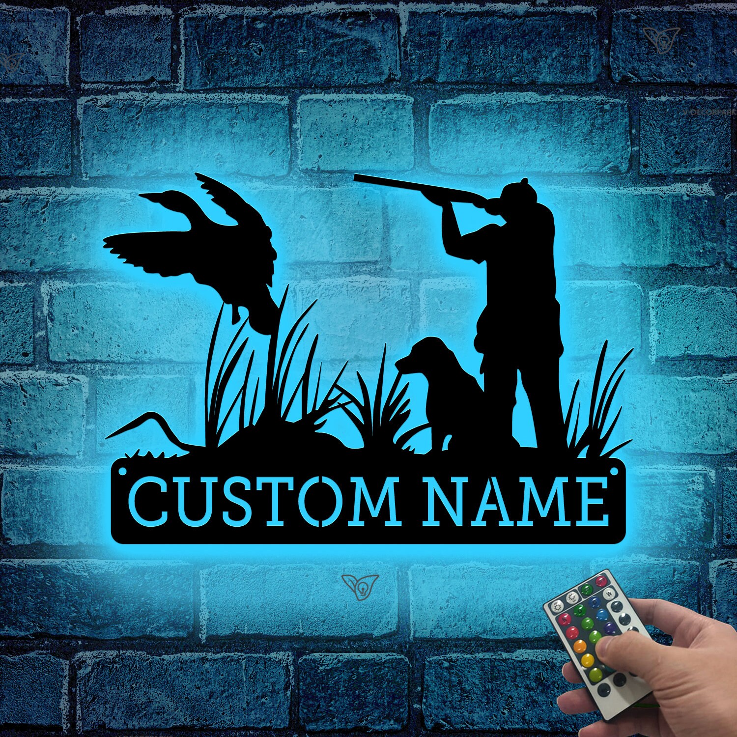 Custom Duck Hunting Metal Wall Art LED Light Personalized Hunter Name ...