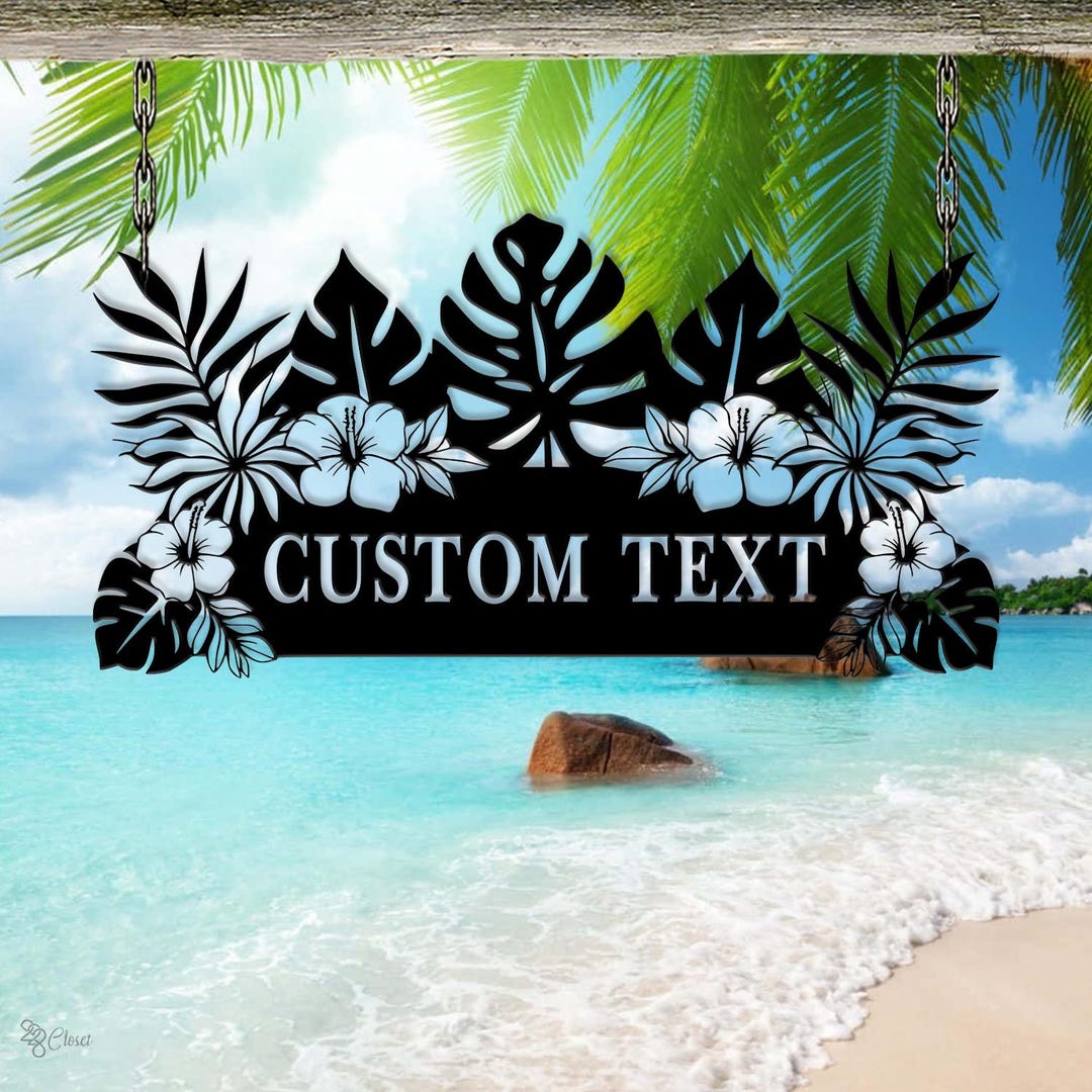 Custom Tropical Metal Sign, Beach House Decor, Gift for Beach, Hawaiian ...