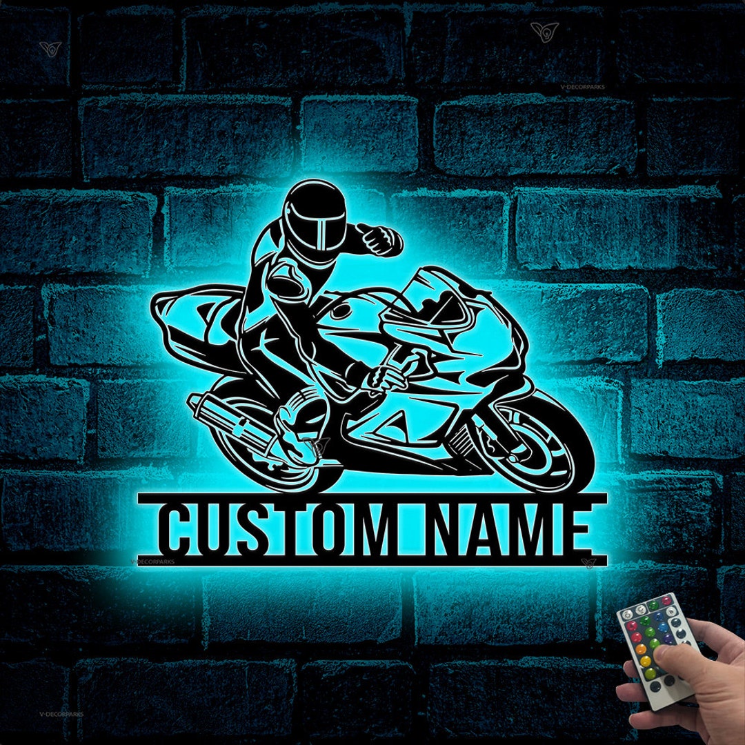 Personalized Motorcycle Racing Metal Sign Custom Biker Name Sign ...