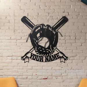 Personalized Baseball Swing Bat Metal Wall Art, Baseball Sign,baseball ...