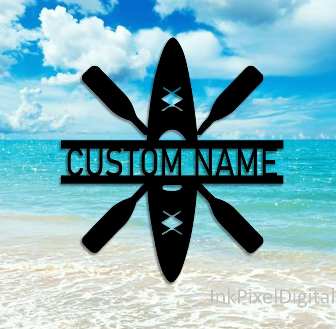 Personalized Kayak Metal Wall Art, Custom Kayak Monogram Sign, Kayak ...