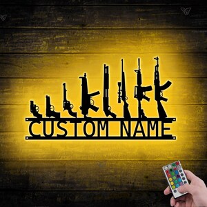 Custom Gun Metal Sign LED Light,gun Metal Wall Art,personalized Armory ...