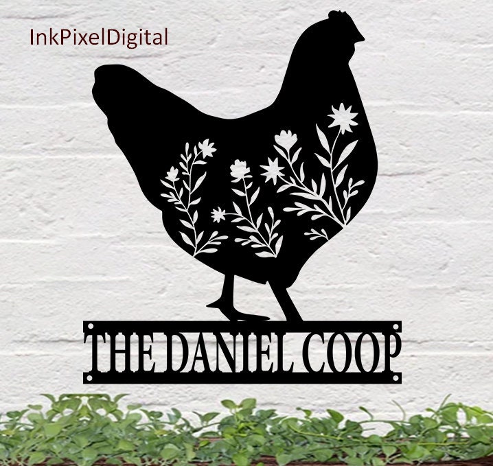 Personalized Floral Chicken Farm Sign, Hen House Decor, Chicken Coop ...