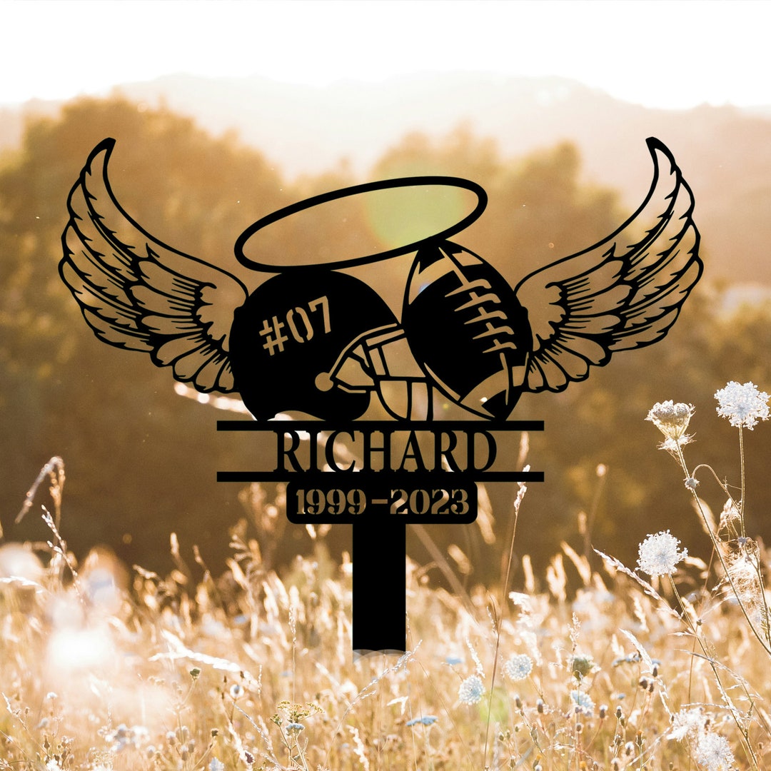 Custom Football Memorial Plaque Stake, Sympathy Sign, Football Sign ...