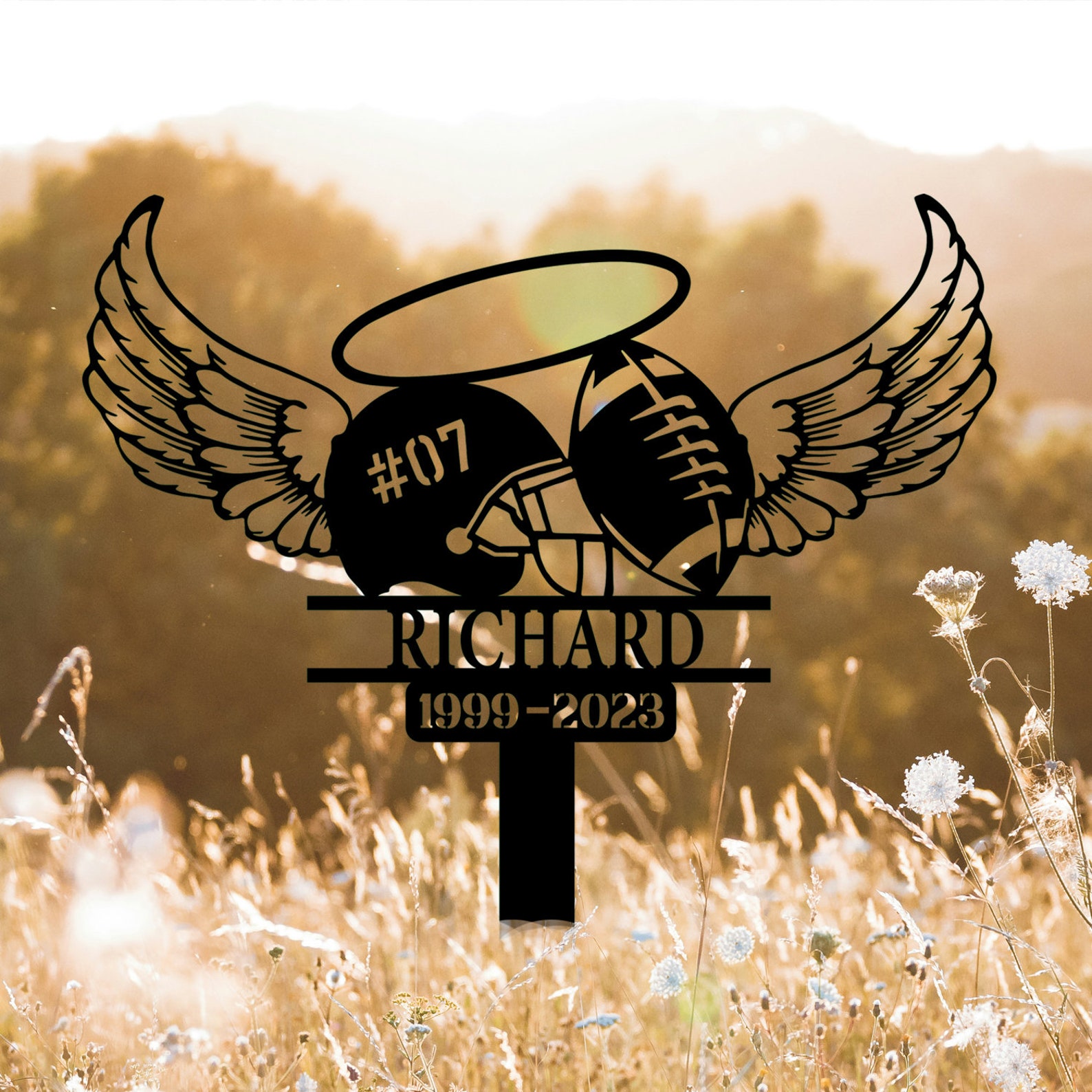 Custom Football Memorial Plaque Stake, Sympathy Sign, Football Sign ...
