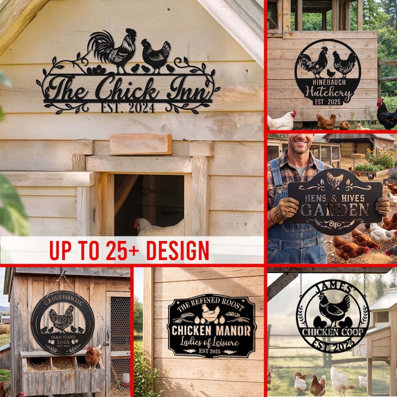Personalized Chicken Coop Sign, Custom Metal Farm Sign for Backyard ...