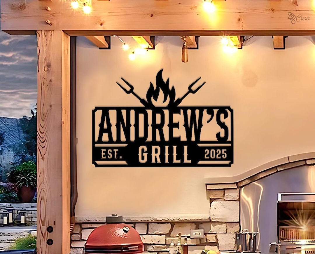 Personalized Grill Metal Sign, Custom BBQ Name Sign, Grill Master Metal ...