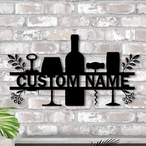 Personalized Wine Bar Sign LED, Custom Wine Sign, Vino Wine Glasses ...