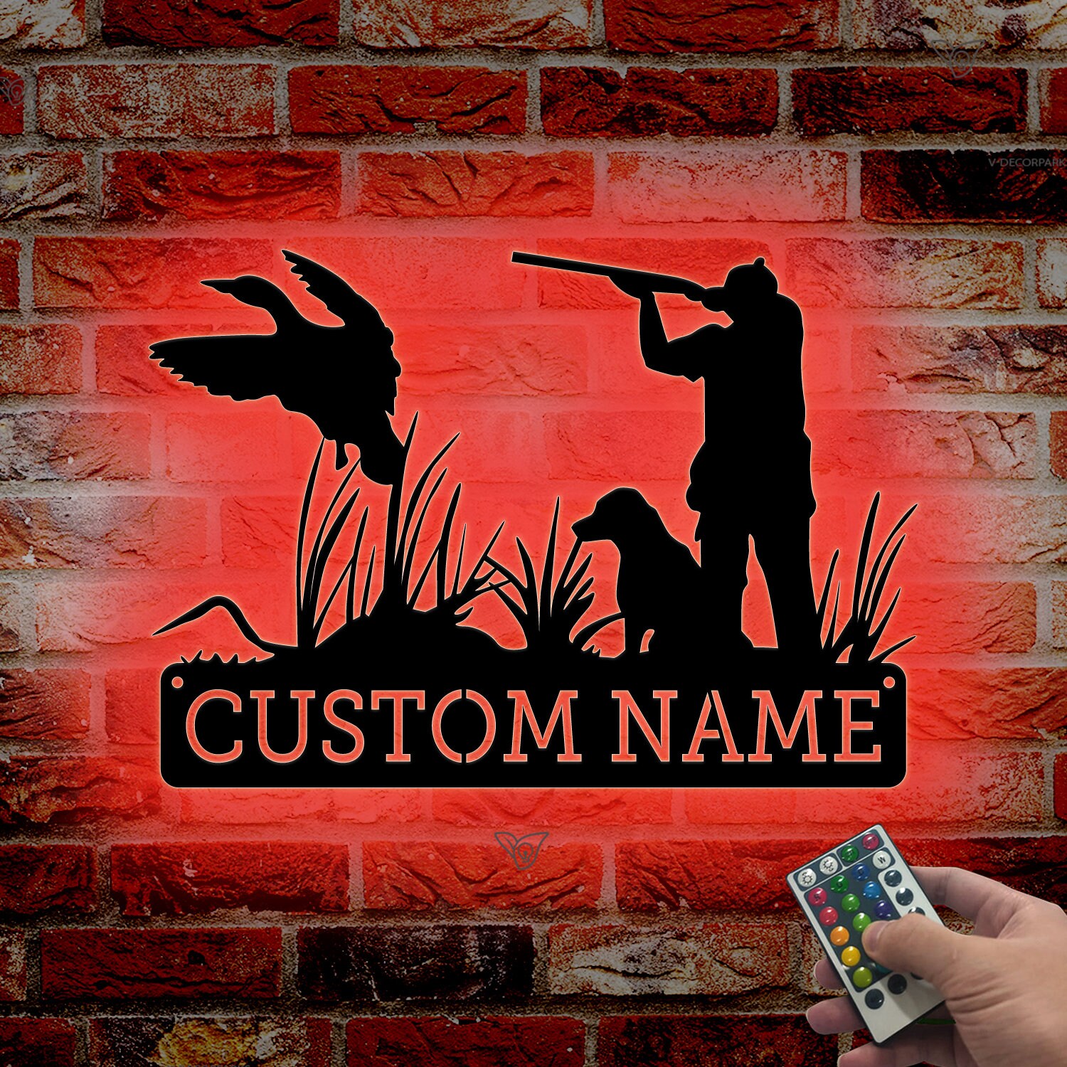 Custom Duck Hunting Metal Wall Art LED Light Personalized Hunter Name ...