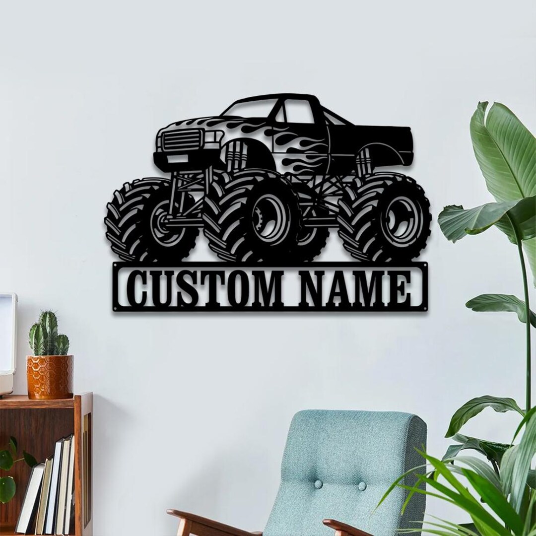 Custom Monster Truck Sign, Personalized Monster Truck Metal, Off-road ...