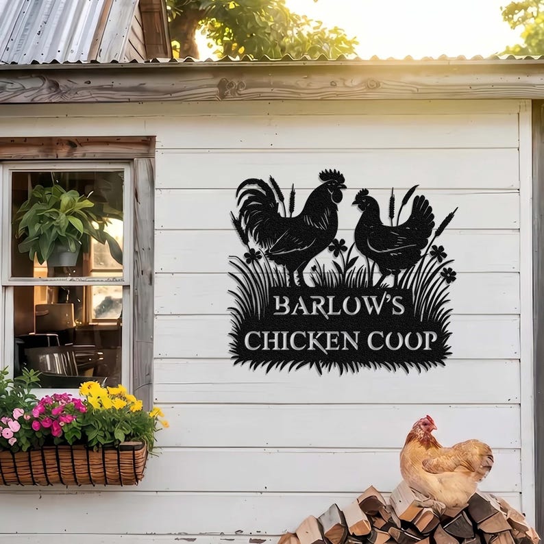 Personalized Chicken Coop Sign, Custom Metal Farm Sign for Backyard ...
