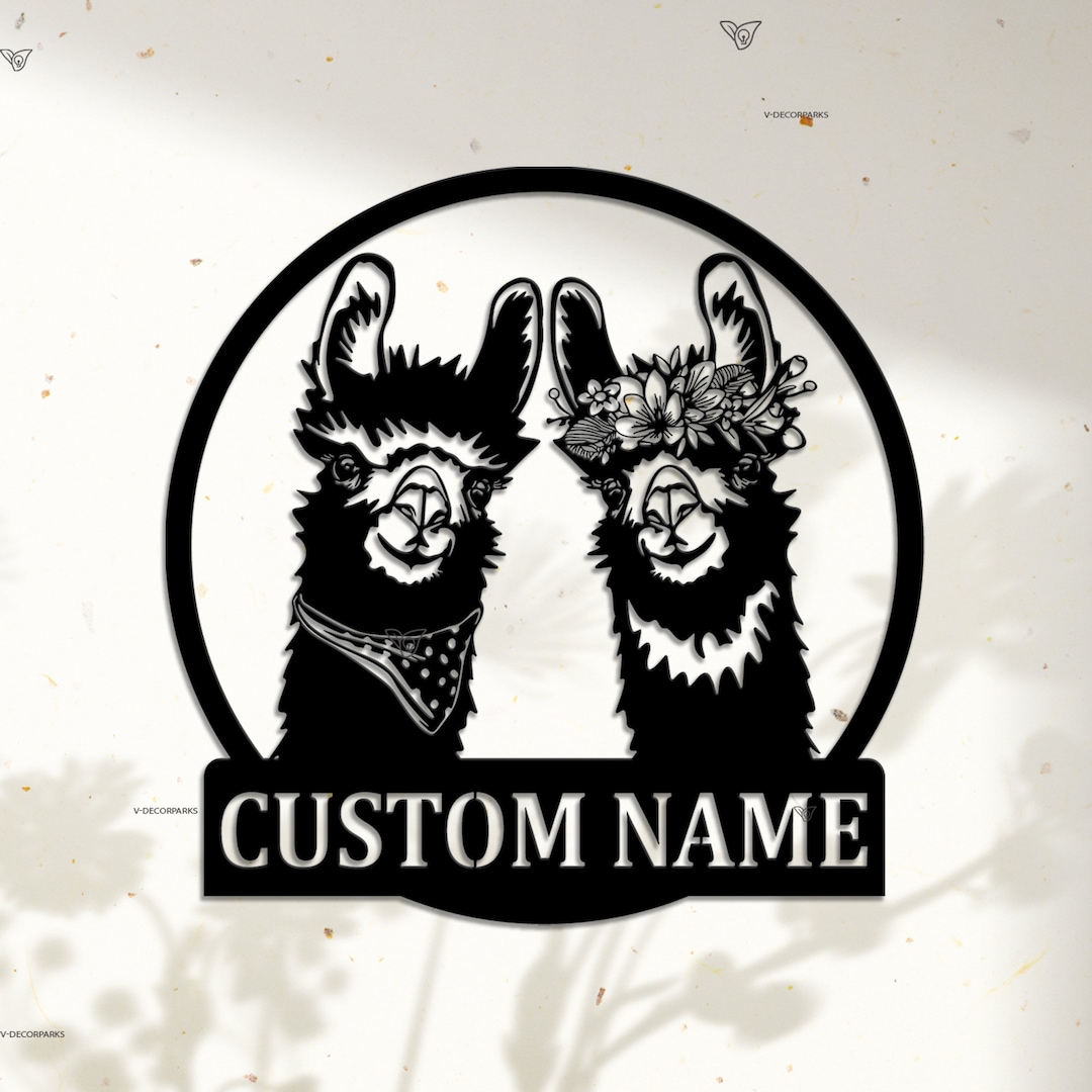 Custom Alpaca Metal Wall Art Alpaca Art Personalized Llama Farm Name ...