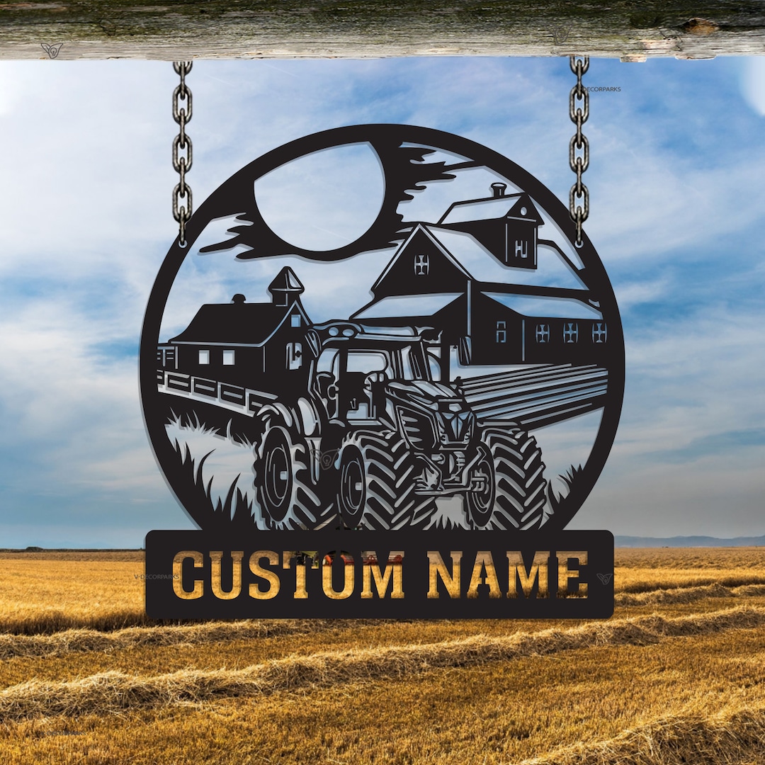 Custom Farm Metal Sign,farm Tractor Sign,tractor Art Personalized ...