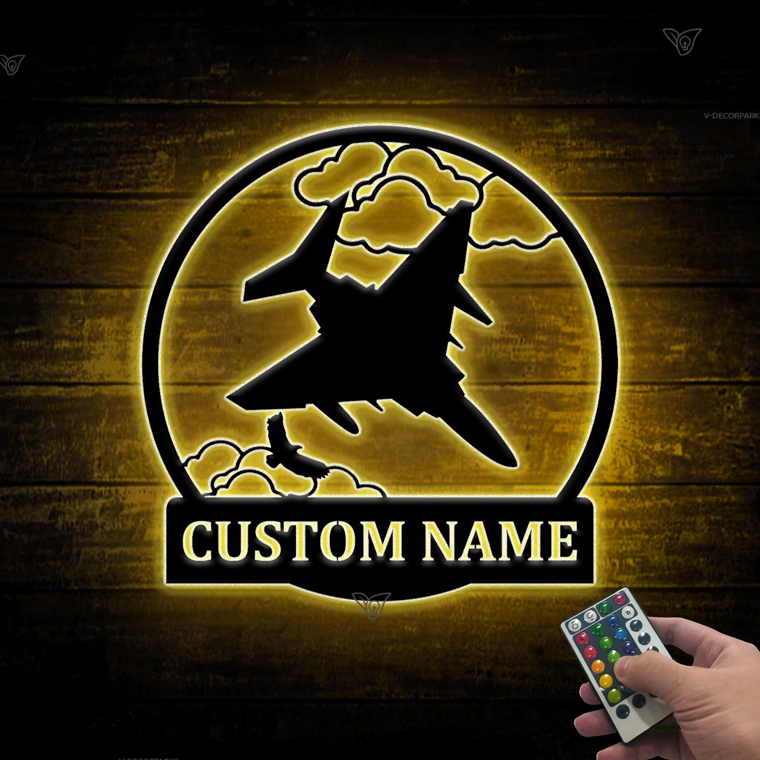 Custom Fighter Jet Metal Wall Art LED Personalized Aircraft Name Sign ...