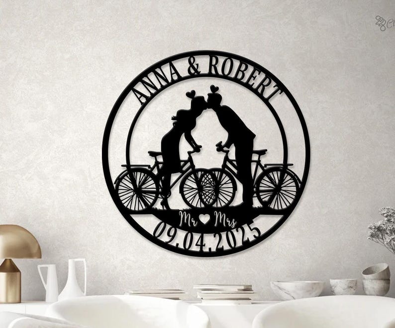 Personalized Couple Cyclists Metal Sign, Metal Cyclists Gift, Bike ...