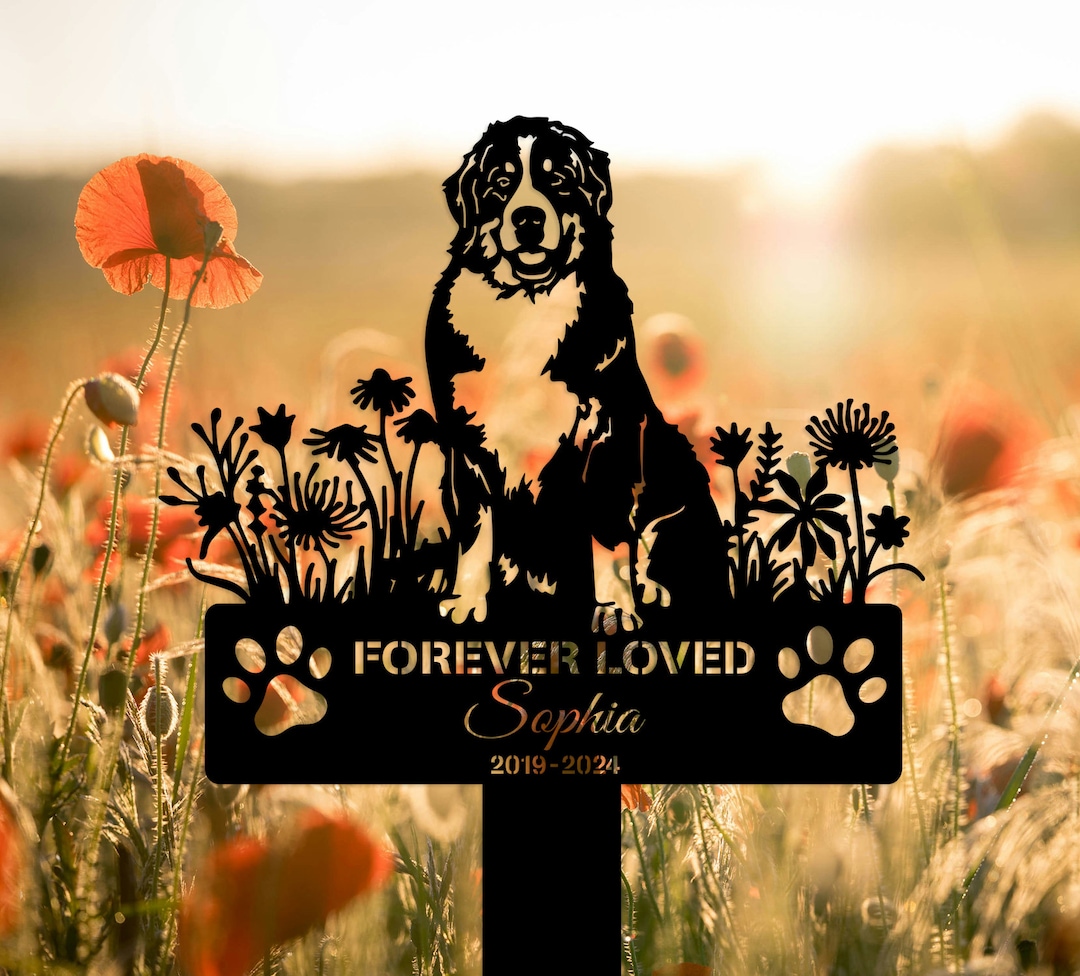 Custom Dog Memorial Stake, Bernese Mountain Memorial Stake Dog Name ...
